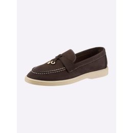 Heine Damen Slipper, Braun, Gr. 39, Mokassins & Slippers, Material: Synthetik