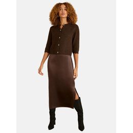 Love & Roses Kleid mit Strickjacke Damen Gr&ouml;&szlig;e 46 dunkelbraun Sommerkleid