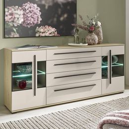 Pharao24.de Gro&szlig;e Kommode Wohnzimmer Kommode 200 cm breit mit Glast&uuml;ren