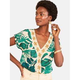 Love & Roses T-Shirt Damen Gr&ouml;&szlig;e XXXL hellbeige / gold / gr&uuml;n / petrol