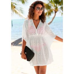 Lascana Damen Longbluse, Wei&szlig;, Gr. 44, Blusen kurzarm, Material: Polyester