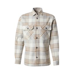 Jack & Jones Premium Button Up Shirt 'RAYLE' male size XL Brown / Grey / White