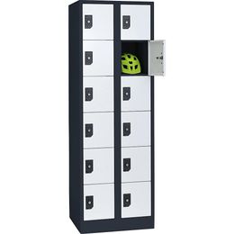 Wolf 6er-Schlie&szlig;fachschrank Stuttgart, 2 Abteile, B 600 mm, anthrazitgrau / lichtgrau