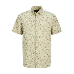 JACK & JONES Button Up Shirt male size M Beige / Pastel yellow / Grey