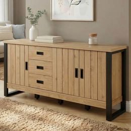 Pharao24.de Esszimmerkommode Esszimmersideboard in Eichefarben mit Dreht&uuml;ren