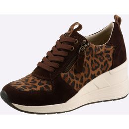 Heine Damen Sneaker, Gr. 38, braun, Glattleder, Leder, Rindsleder, Veloursleder, Schuhe
