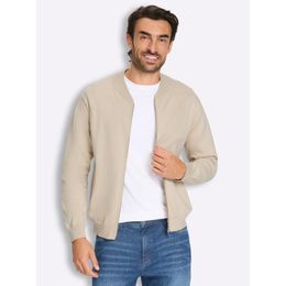 Marco Donati Herren Strickjacke im Blouson-Stil, mit Baumwolle, sand, Gr&ouml;&szlig;e 48