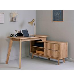 Pharao24.de Designschreibtisch Jugendschreibtisch in Eichefarben mit Seitenregalen