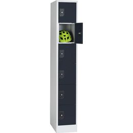 Wolf 6er-Schlie&szlig;fachschrank Stuttgart, 1 Abteil, B 300 mm, lichtgrau / anthrazitgrau