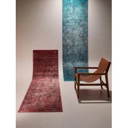 benuta Finest Viskoseteppich Medea Rot 80x300 cm - Vintage-Stil Teppich im Used-Look