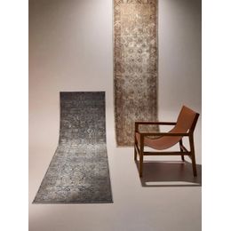 benuta Finest Viskoseteppich Medea Grau 80x300 cm - Vintage-Stil Teppich im Used-Look