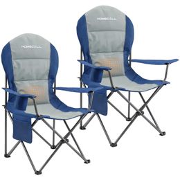 Homecall Campingstuhl Hochlehner 110cm mit Lendenwirbelst&uuml;tze Klappstuhl Angelstuhl Faltbar, (Bis 150kg, gepolstert, faltbar, stabil, 2 St), f&uuml;r Camp Garten Balkon (marineblau)