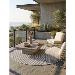 KADIMA DESIGN Teppich Outdoor VENTOUX in Grau, im Boho-Stil, &Oslash; 120 cm