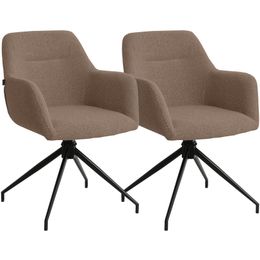 CLP Esszimmerst&uuml;hle 2er Set drehbar Merlinda mit Teddystoff, 360&deg; schwenkbare Sessel gepolstert, Polsterst&uuml;hle mit Armlehnen und R&uuml;ckenlehnen