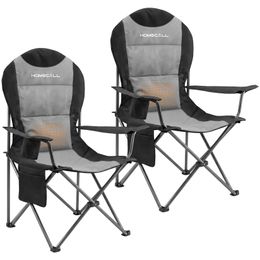 Homecall Campingstuhl Hochlehner 110cm mit Lendenwirbelst&uuml;tze Klappstuhl Angelstuhl Faltbar, (Bis 150kg, gepolstert, faltbar, stabil, 2 St), f&uuml;r Camp Garten Balkon (schwarz)