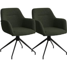 CLP Esszimmerst&uuml;hle 2er Set drehbar Merlinda mit Teddystoff, 360&deg; schwenkbare Sessel gepolstert, Polsterst&uuml;hle mit Armlehnen und R&uuml;ckenlehnen