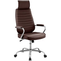 CLP B&uuml;rostuhl ergonomisch Rako, Schreibtischstuhl h&ouml;henverstellbar drehbar Kunstleder, R&uuml;ckenlehne mit Kopfst&uuml;tze, Armlehnen gepolstert