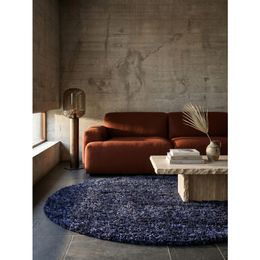 KADIMA DESIGN Hochflorteppich RHEIN, einfarbig, aus Polypropylen, Marineblau, &Oslash; 120 cm