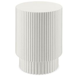 TecTake&reg; Beistelltisch, Betonoptik, rund, mit vertikaler Rillenstruktur, feine Sprenkelung, &Oslash; 38 x 51 cm