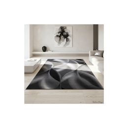 KADIMA DESIGN Teppich Kurzflor INN in Schwarz, mit abstraktem Wellenmuster, 240 x 340 cm