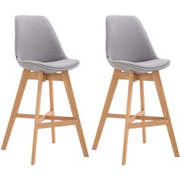 CLP 2er Set Barhocker Cannes Stoff-Bezug I Thekenhocker mit Eichenholz-Gestell