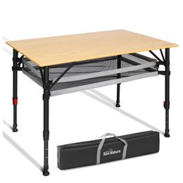 HOMECALL Klapptisch Bambus Camping-Klapptisch h&ouml;henverstellbar 47&ndash;65 cm