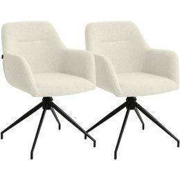 CLP Esszimmerst&uuml;hle 2er Set drehbar Merlinda mit Teddystoff, 360&deg; schwenkbare Sessel gepolstert, Polsterst&uuml;hle mit Armlehnen und R&uuml;ckenlehnen