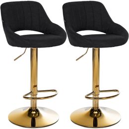 CLP Barhocker 2er Set h&ouml;henverstellbar mit Lehne Milet, Barst&uuml;hle gepolstert Stoffbez&uuml;ge, Tresenst&uuml;hle mit Metallgestellen drehbar,