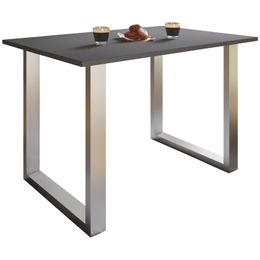 Vcm Holzesstisch H. 76 x B. 140 x T. 80 cm hochwertiges und massives Fu&szlig;gestell F&uuml;&szlig;e aus Eisen K&uuml;chentisch - Xona U