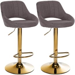 CLP Barhocker 2er Set h&ouml;henverstellbar mit Lehne Milet, Barst&uuml;hle gepolstert Stoffbez&uuml;ge, Tresenst&uuml;hle mit Metallgestellen drehbar,