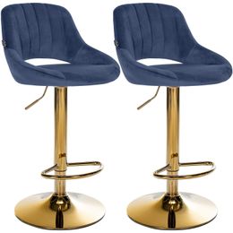 CLP Barhocker 2er Set h&ouml;henverstellbar mit Lehne Milet, Barst&uuml;hle gepolstert Samtbezug, Tresenst&uuml;hle mit Metallgestell drehbar