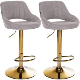 CLP Barhocker 2er Set h&ouml;henverstellbar mit Lehne Milet, Barst&uuml;hle gepolstert Stoffbez&uuml;ge, Tresenst&uuml;hle mit Metallgestellen drehbar,