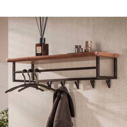 Pharao24.de Wandgarderobe Garderobe Massivholz im Industry und Loft Stil 100 cm breit