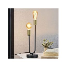 ZMH Tischleuchte in schwarzgold 2-flammige E27 Vintage mit Kabel | Gr.: onesize