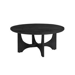 home24 Massiver Couchtisch Unique - rund in Pinie Schwarz | Gr.: onesize