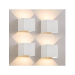 ZMH 4er-Set Wandleuchte LED 5W in wei&szlig; modern 3000K warmwei&szlig; IP65 | Gr.: onesize