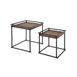 home24 Beistelltisch-Set JAMAESON 2-teilig in Walnuss Dekor / Schwarz | Gr.: onesize