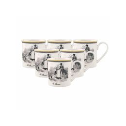 Villeroy & Boch Villeroy & Boch 6er Set Kaffeebecher Audun Chasse 300 ml in wei&szlig;-grau-gelb | Gr.: onesize