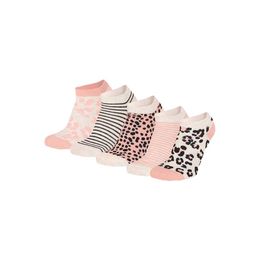 Yuhu M&auml;dchen Sneaker-Socken 5er Pack mit Tiergesichtern Motivsocken in Rosa | Gr.: 23-26