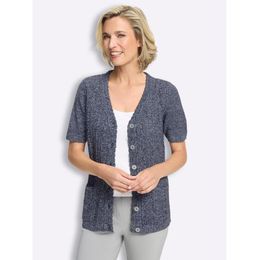 Sieh an! Strickjacke in marine-hellblau-meliert | Gr.: 54