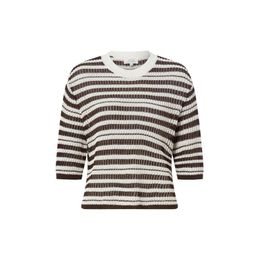 Opus Kurzarm-Strickpullover Punny in mocca wei&szlig; - 0001 | Gr.: 36