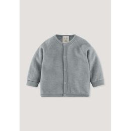 hessnatur Wollfrottee Jacke aus reiner Bio-Merinowolle in nebelblau | Gr.: 50/56