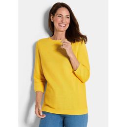 GOLDNER Eleganter Baumwollpullover, Halbarm in honig | Gr.: 46