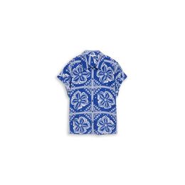 Tom Tailor Halbarmbluse in blue flower tile design | Gr.: 42