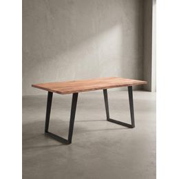 KADIMA DESIGN Esstisch Massiv, Familientisch Industrial Design, Baumkante | Gr.: 200 x 100 x 76 cm