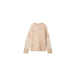 Tom Tailor Pullover in beige plaited structure knit | Gr.: S