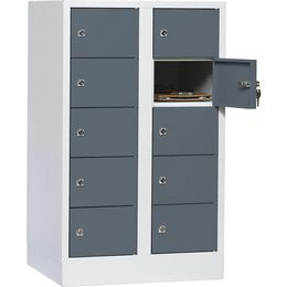 Wolf Wertfachschrank, 2 Abteile, lichtgrau / blaugrau, 10 F&auml;cher
