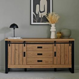 Pharao24.de Sideboard Kommode mit 2 Schiebet&uuml;ren und drei Schubladen