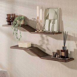 Pharao24.de Wandregale Holzregale in Dunkelbraun 120 cm breit (2er Set)