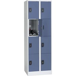 Wolf 4er-Schlie&szlig;fachschrank Stuttgart, 2 Abteile, B 600 mm, lichtgrau / taubenblau